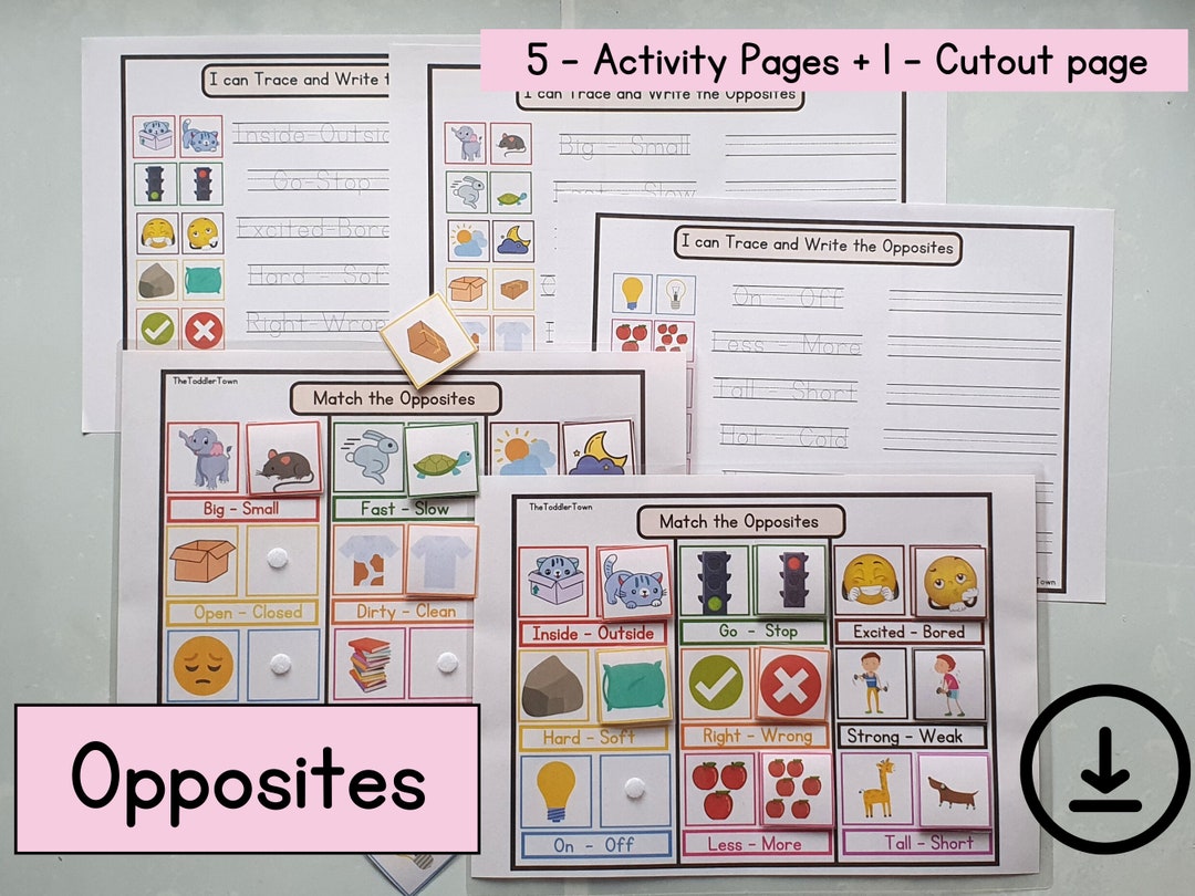 Opposites Matching Activity Printable for Toddlers and - Etsy