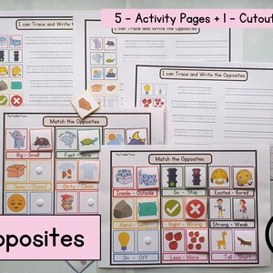 Opposites Matching Activity Printable for Toddlers and Preschoolers ...