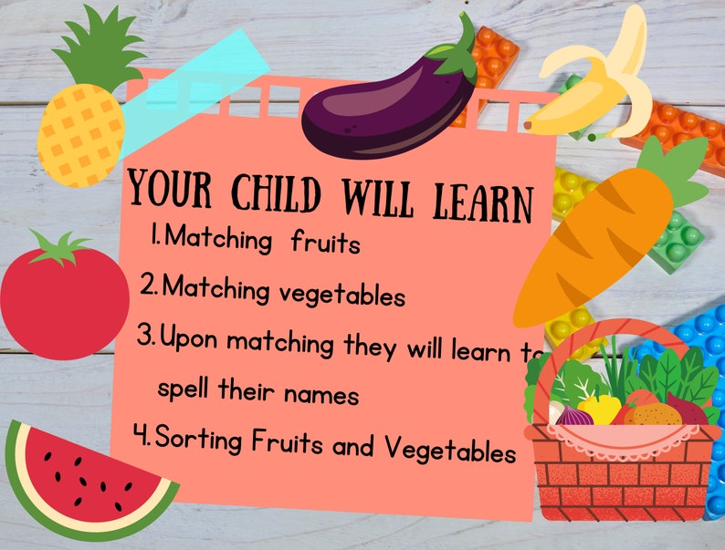 Preschool Curriculum, Fruits and Vegetables Sort, Toddler Busy Book ...