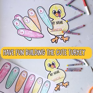 Turkey Name Craft, Fall Activity for Kids, Toddler Activity, Homeschool ...