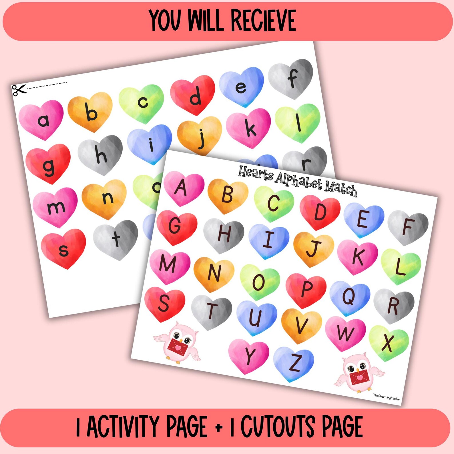 Preschool Valentine's Day Alphabet Match,valentine's Day Preschool ...