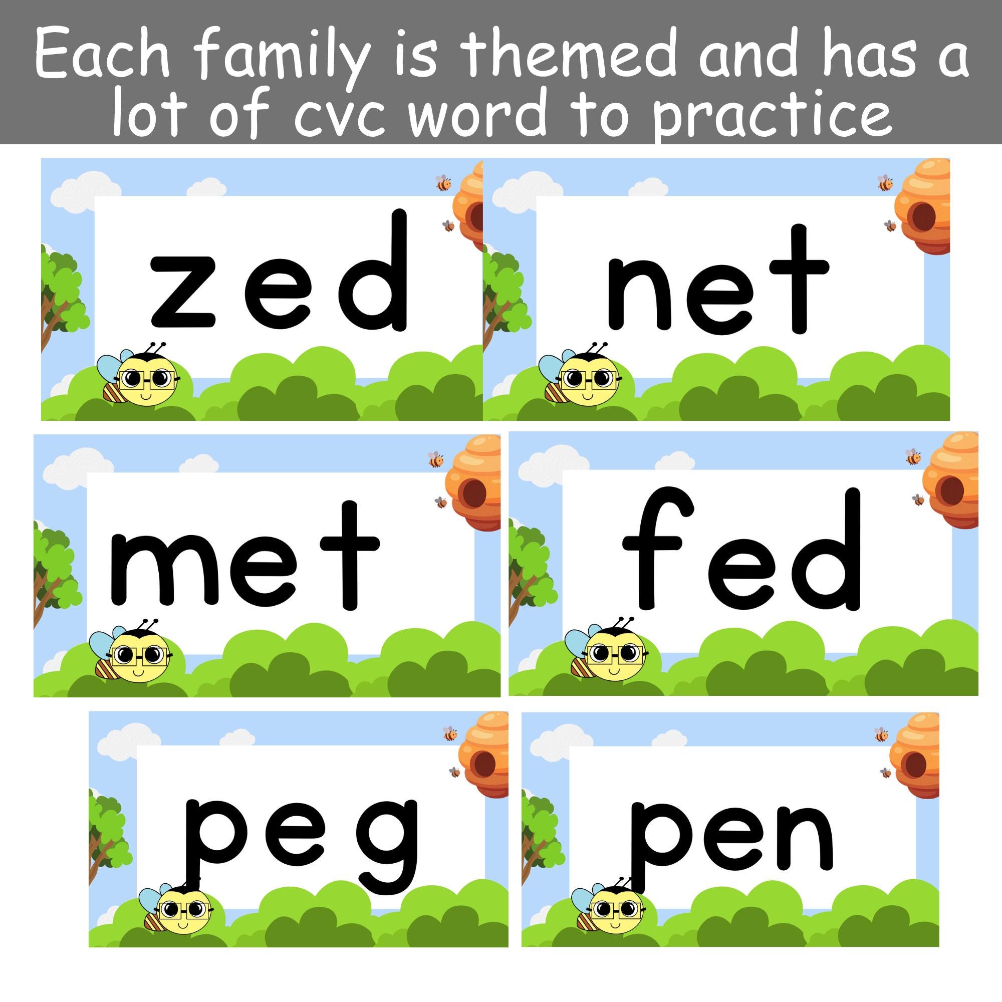 Preschool CVC Phonics Blending Slides Animated Editable Template ...