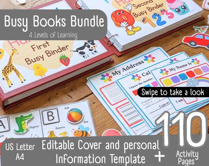 Toddler Busy Book Printable Activity Personalized Educational Learning ...