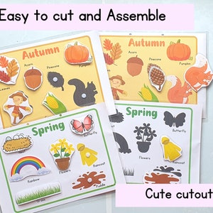 Toddler Busy Book,seasons Matching, Preschool Curriculum, Seasons ...