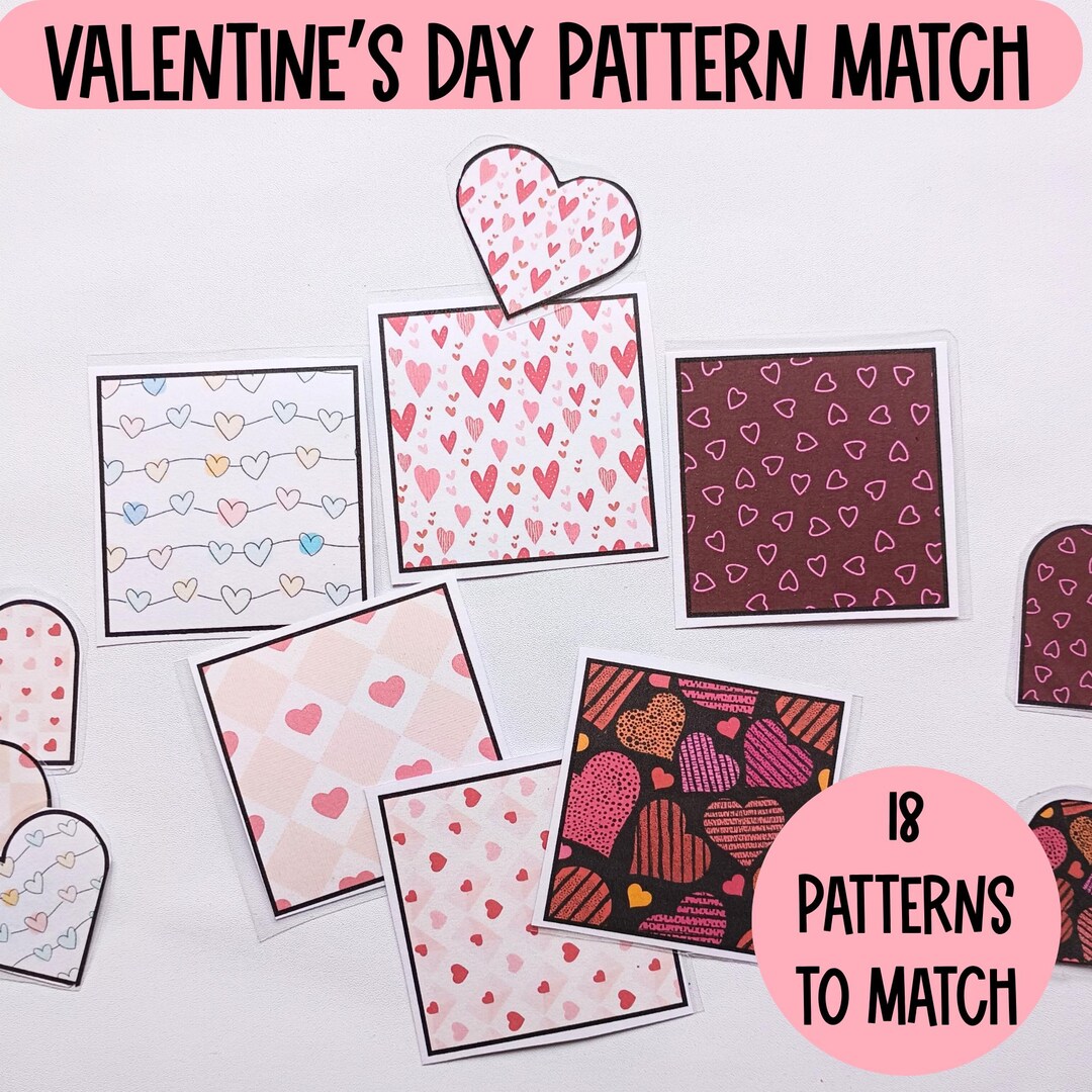 Valentine's Day Pattern Matching,valentine's Day Preschool Fun Activity ...