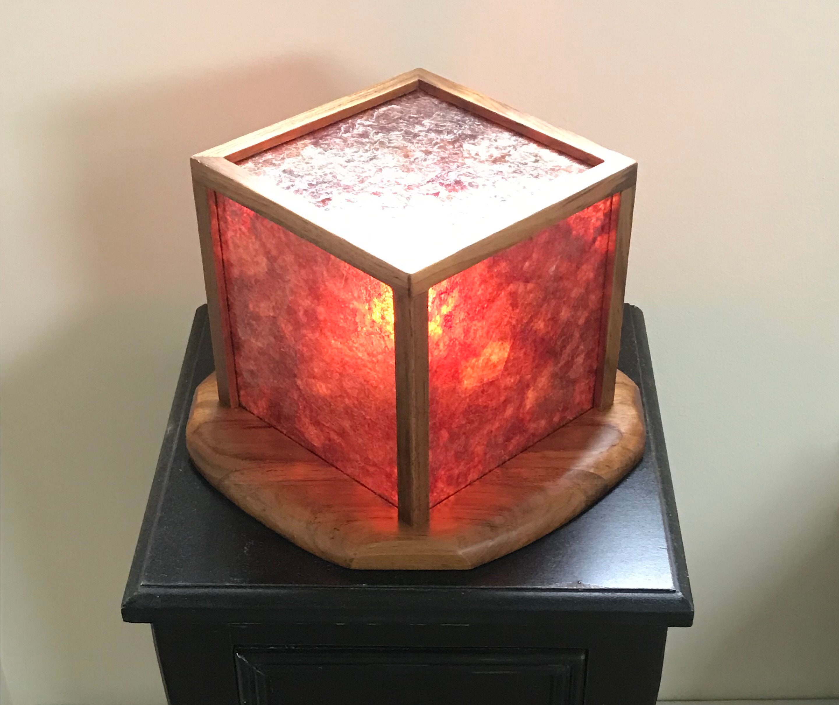 Teak and Mica Accent Lamp - Etsy