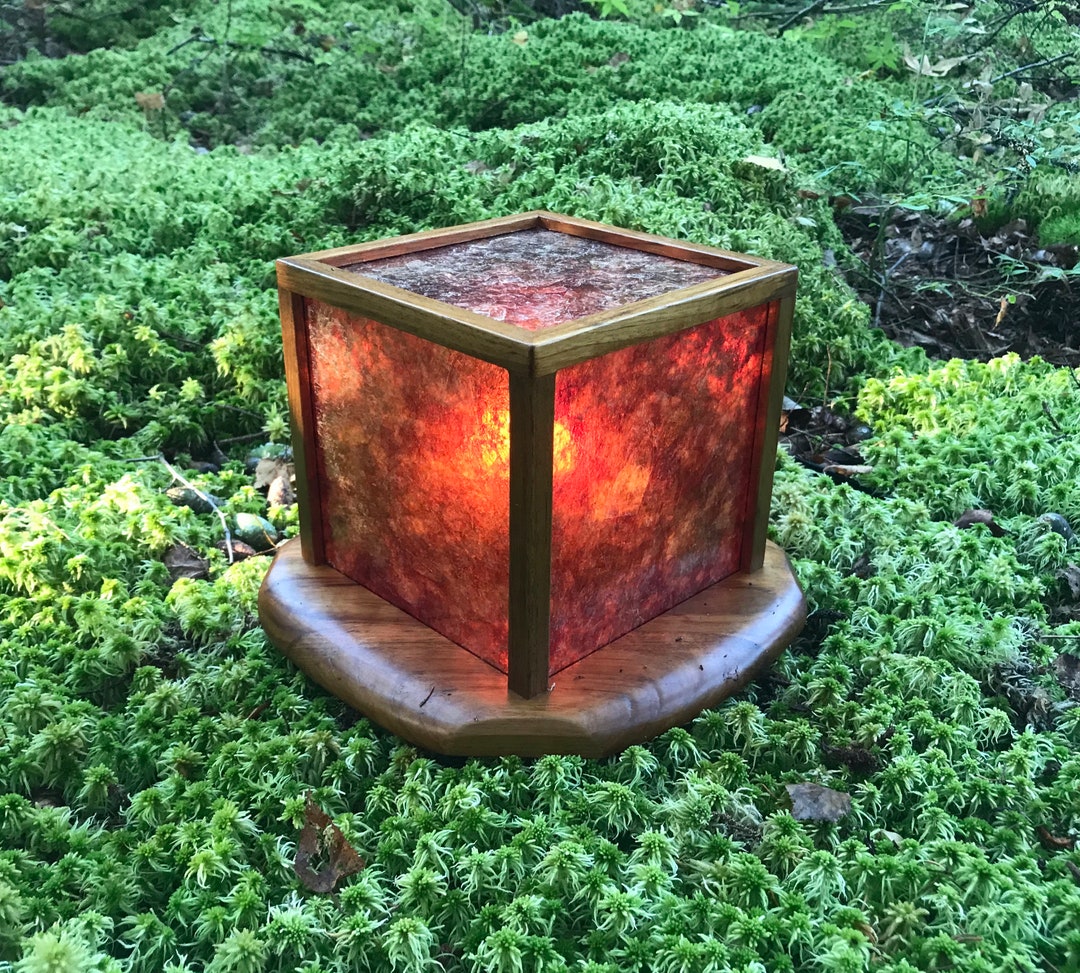 Teak and Mica Accent Lamp - Etsy