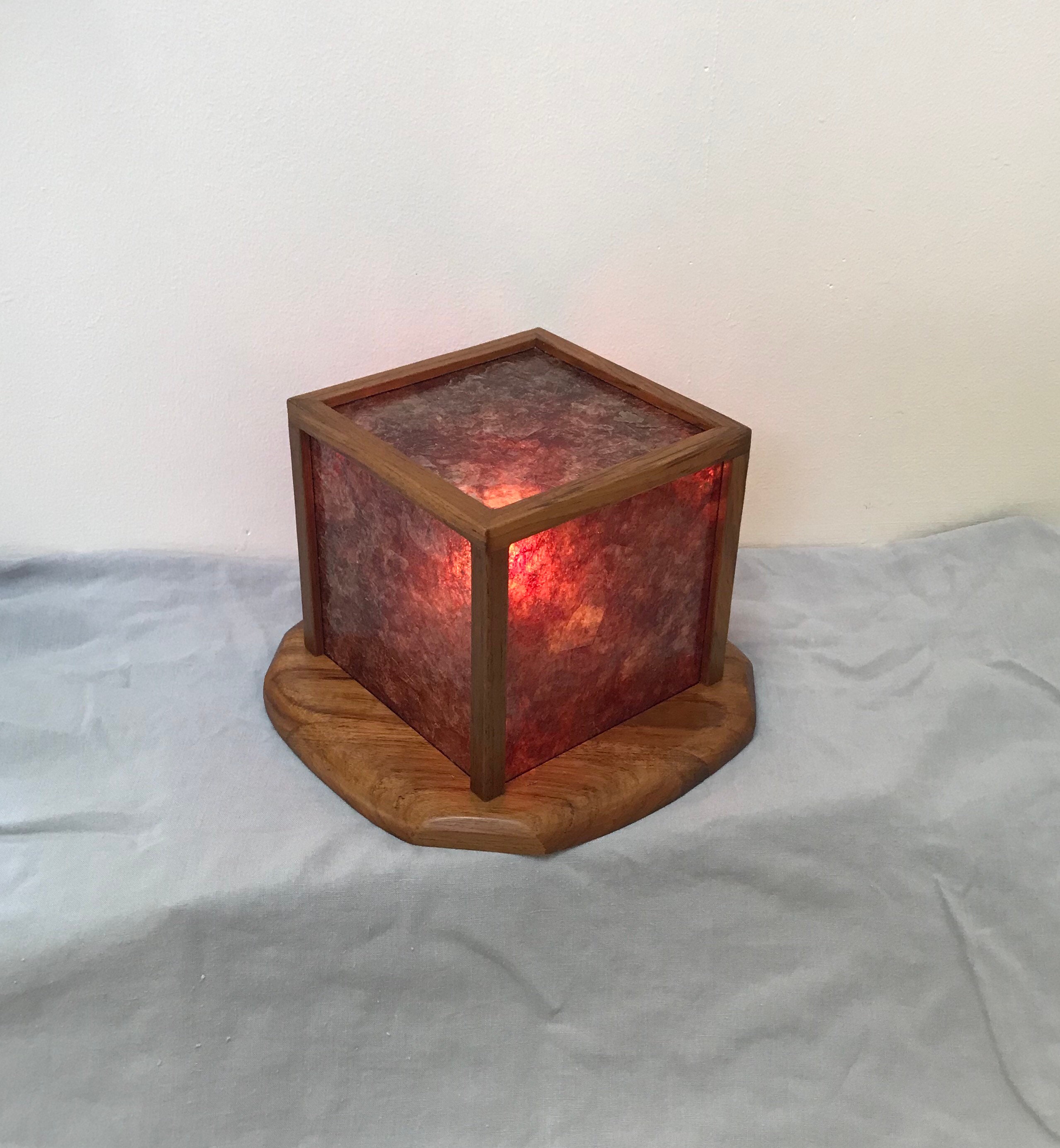 Teak and Mica Accent Lamp - Etsy