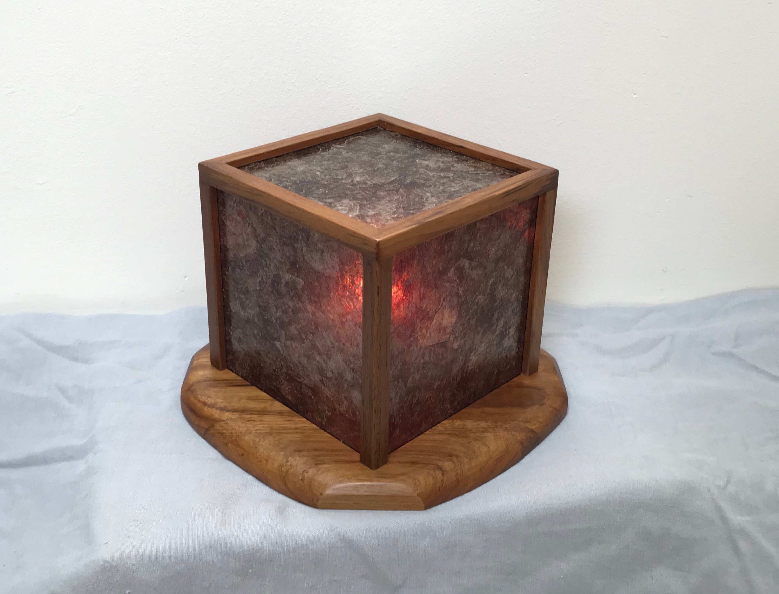 Teak and Mica Accent Lamp - Etsy
