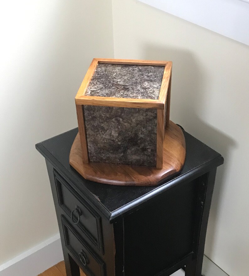 Teak and Mica Accent Lamp - Etsy