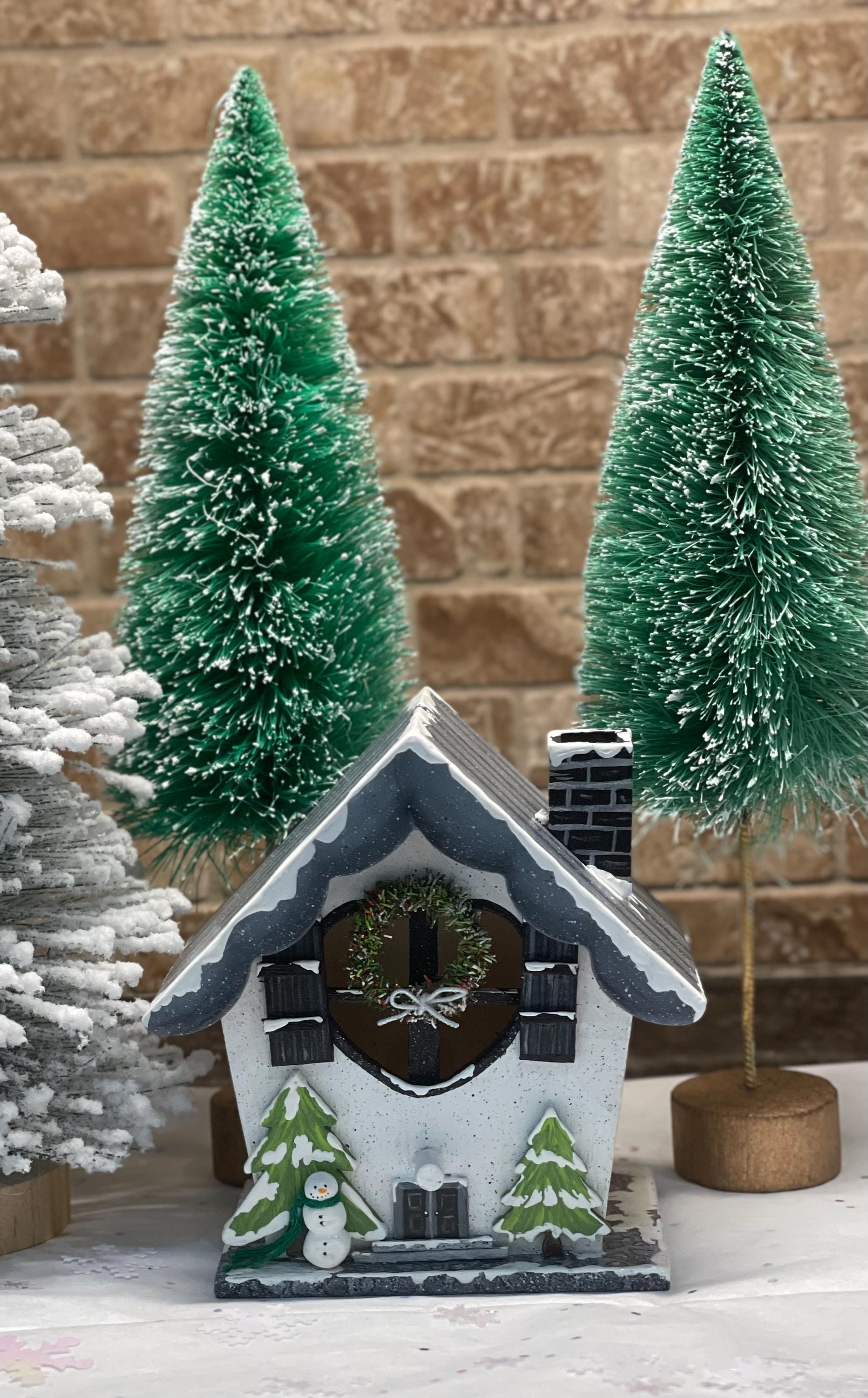 Christmas Birdhouse / Small Winter House / Cottage / Ornament / Wooden ...