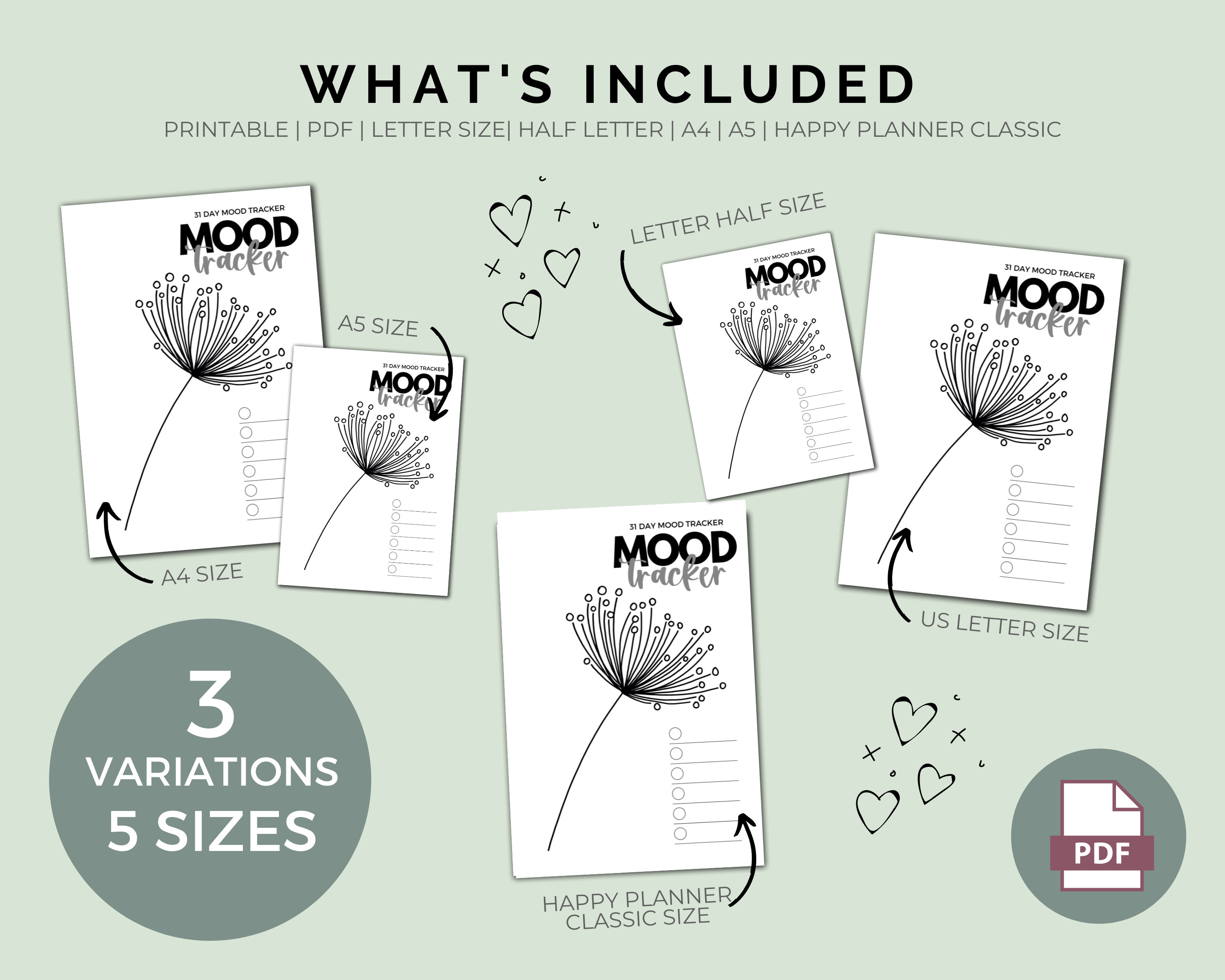 Mood Tracker Printable Yearly Monthly Mood Planner, Circular Mood Chart ...