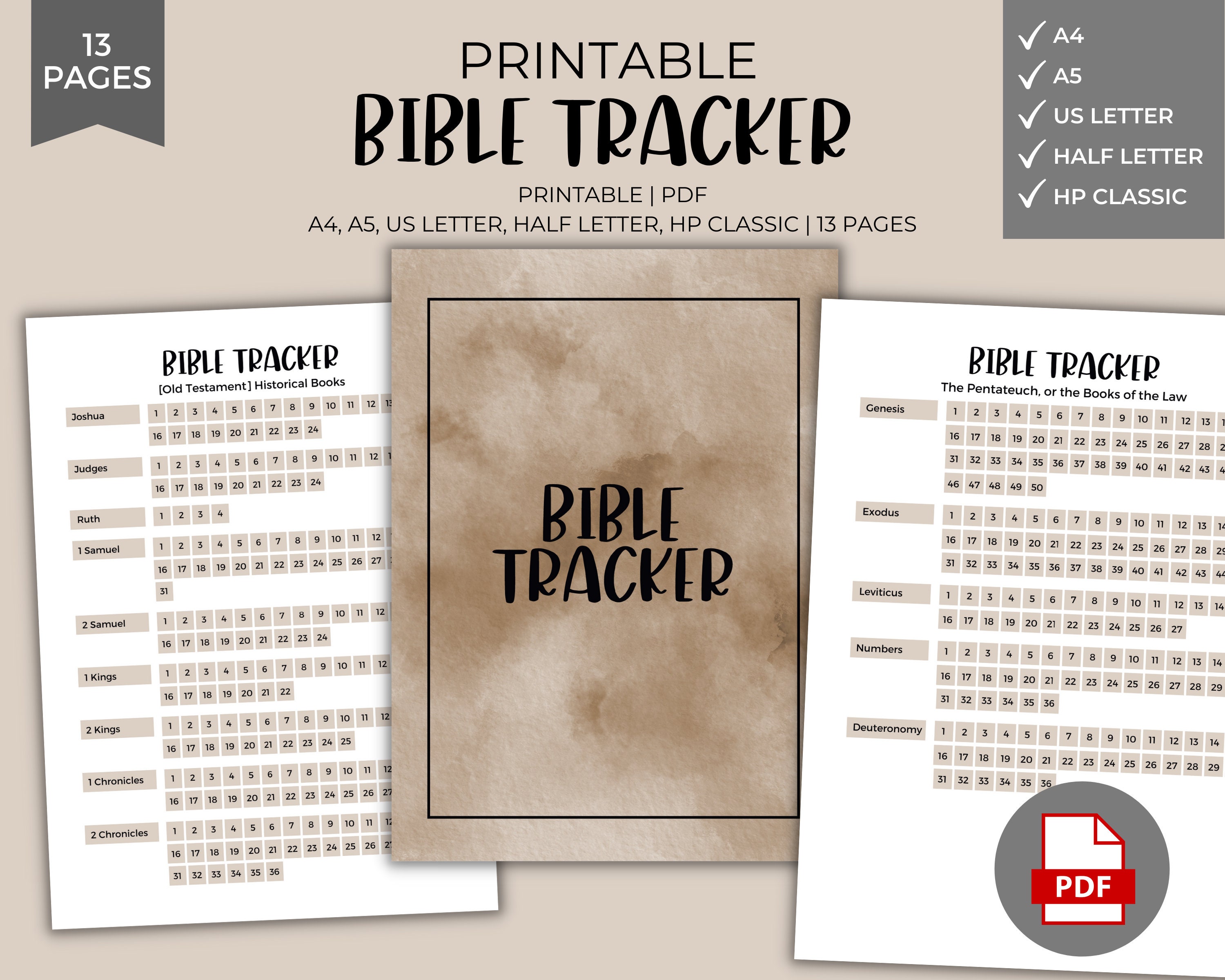 Printable Bible Reading Tracker A4, Letter, Fall, PDF, Bible Journal ...