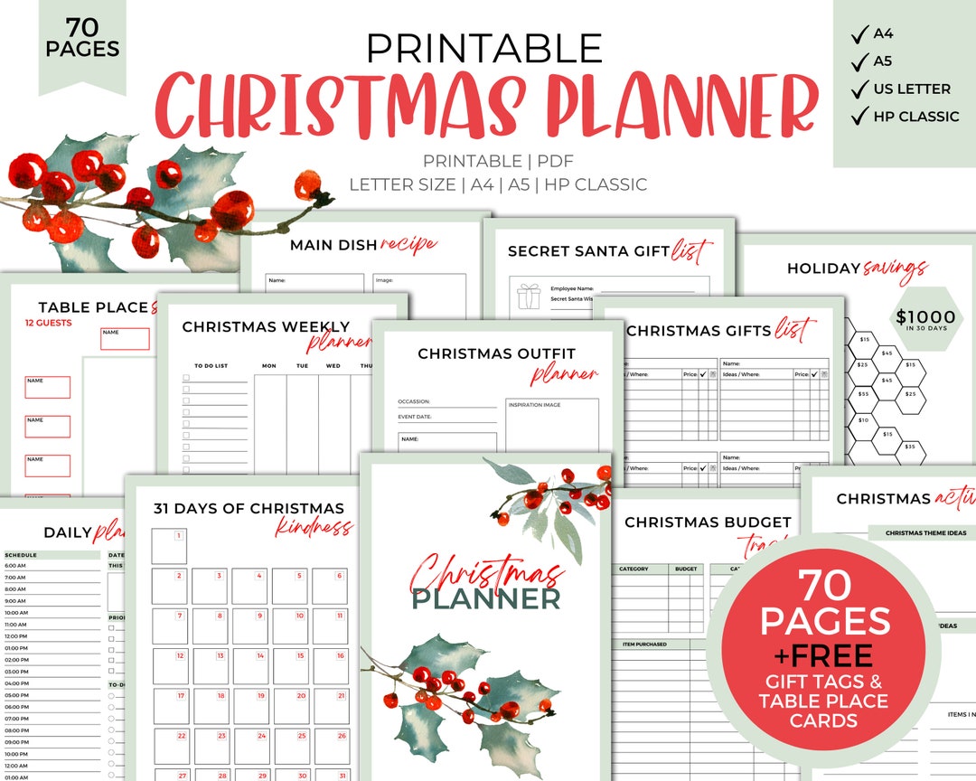 Christmas Planner Printable, Holiday Planner, Gift Budget Planner ...