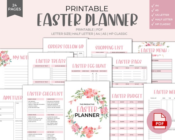 Easter Planner Printable Download Easter Organizer Easter - Etsy