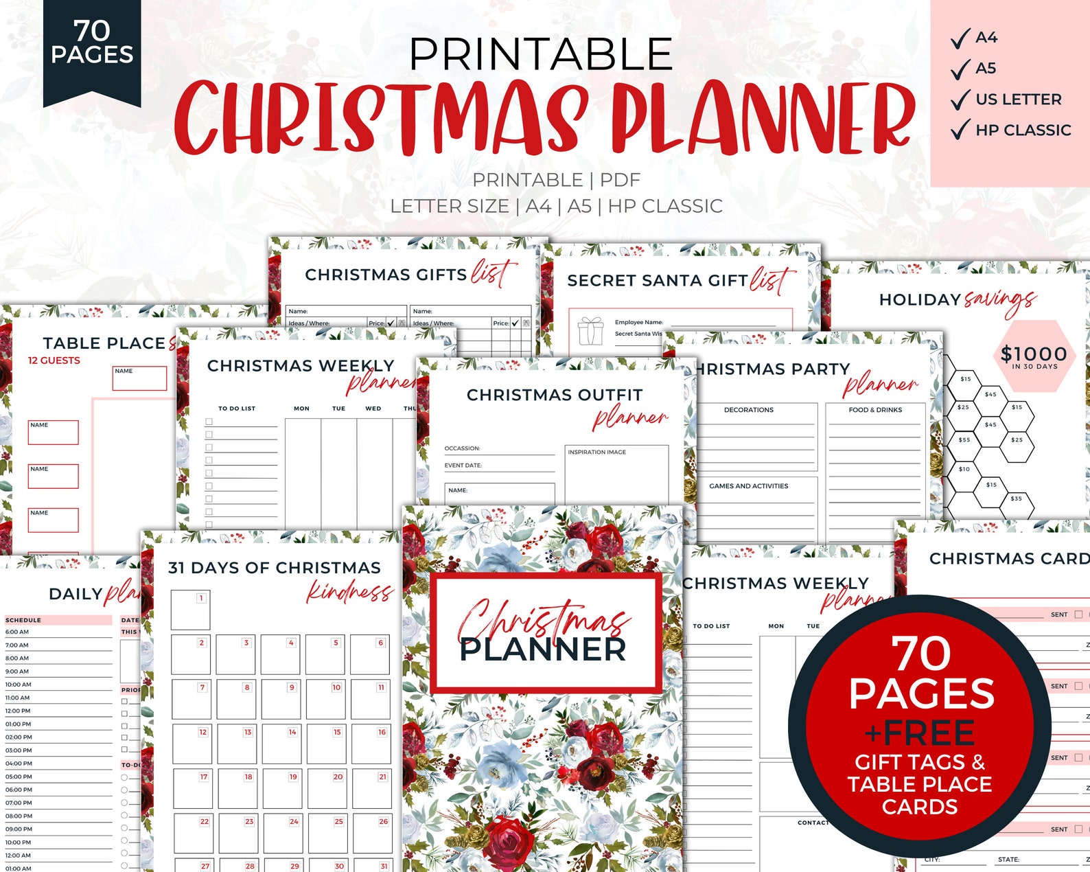 Christmas Planner Printable Holiday Planner Gift Budget - Etsy