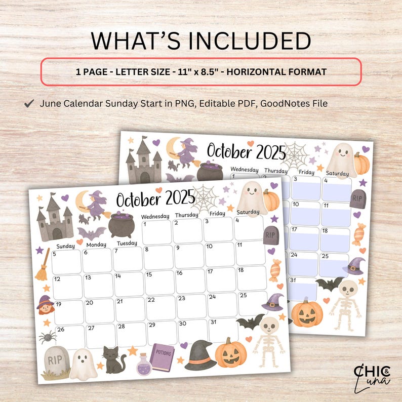October 2025 Halloween Calendar Printable | Editable PDF, PNG ...