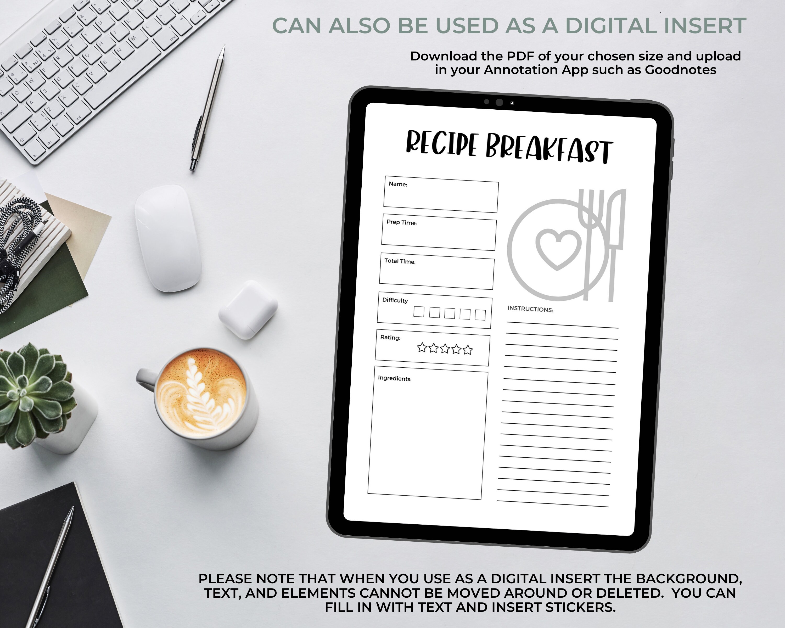 Recipe Inserts Printable Instant Download Recipe Planner | Etsy