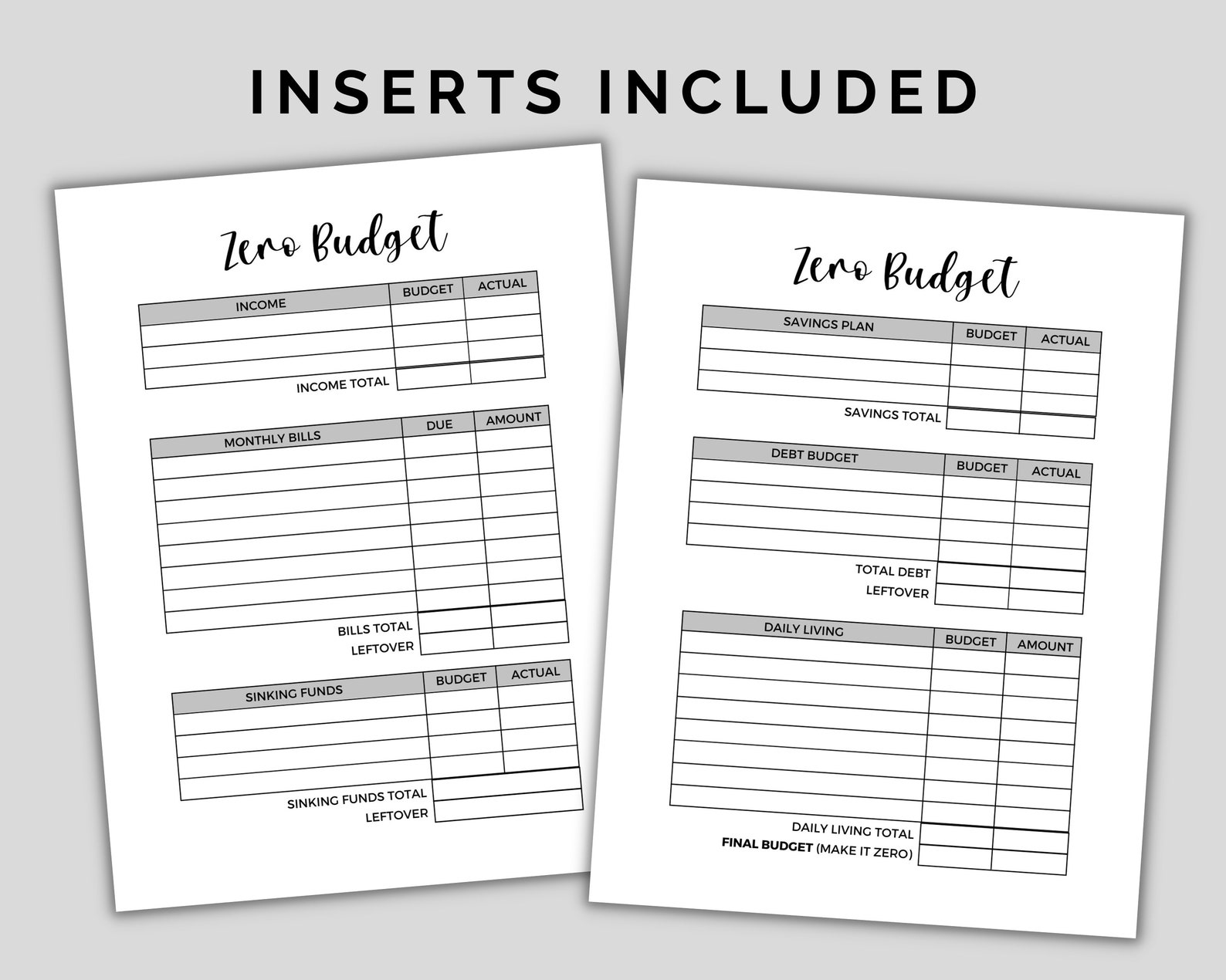 Zero Budget Planner Printable Download Finance Planner - Etsy