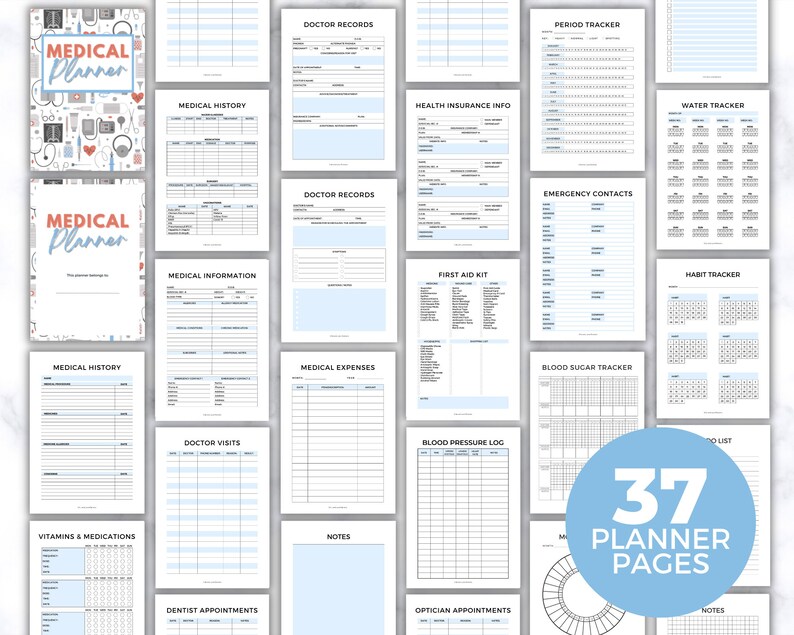 Medical Planner Printable: Health Tracker, Doctor Visits (PDF Download) - Etsy