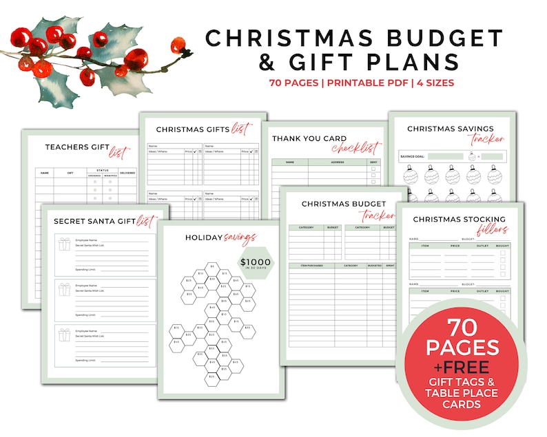 Christmas Planner Printable Holiday Planner Gift Budget - Etsy