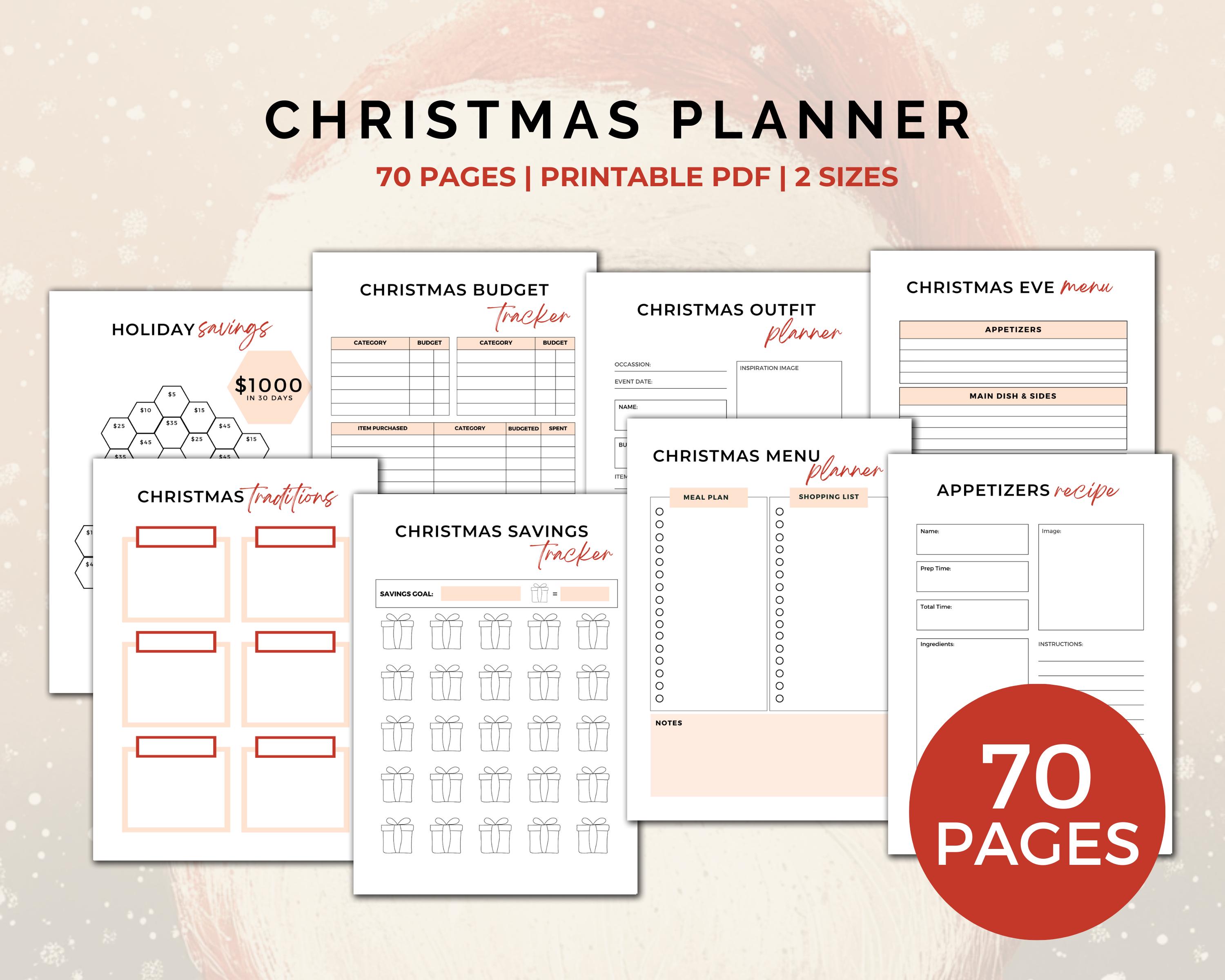 Printable Christmas Planner: Holiday Organizer, Goodnotes File (70 ...
