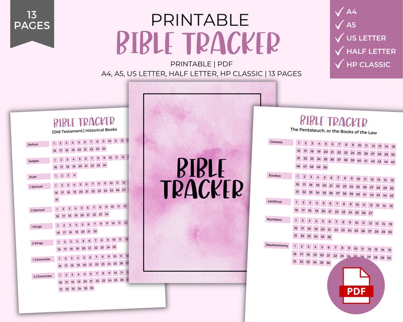 Printable Bible Reading Tracker A4, Letter, Fall, PDF, Bible Journal ...