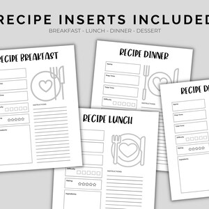 Recipe Inserts Printable Instant Download Recipe Planner | Etsy