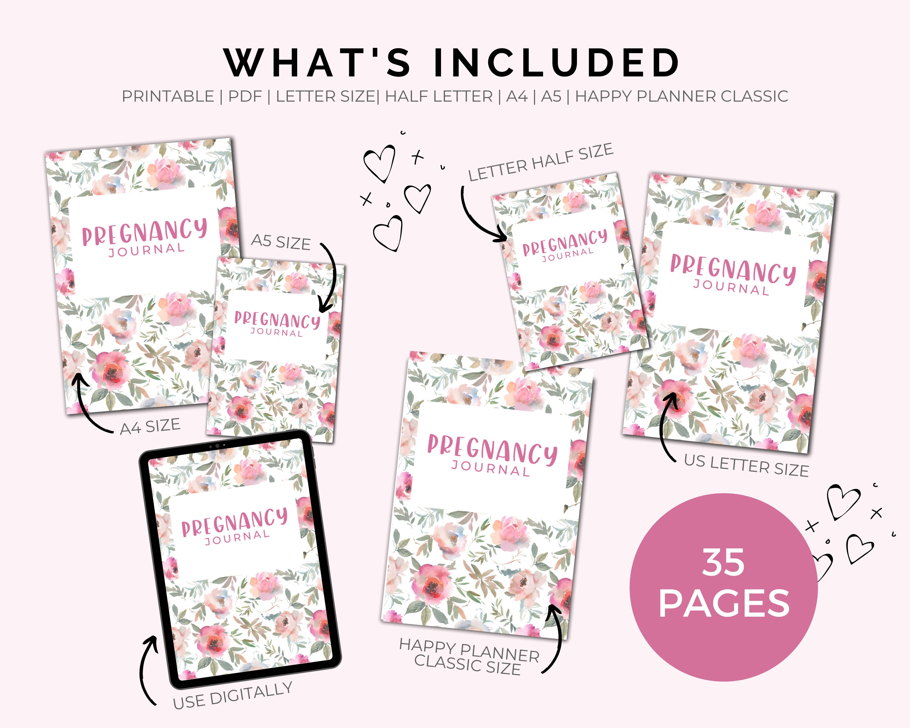 Pink Pregnancy Journal Printable, Download Pregnancy Journal, Pregnancy ...