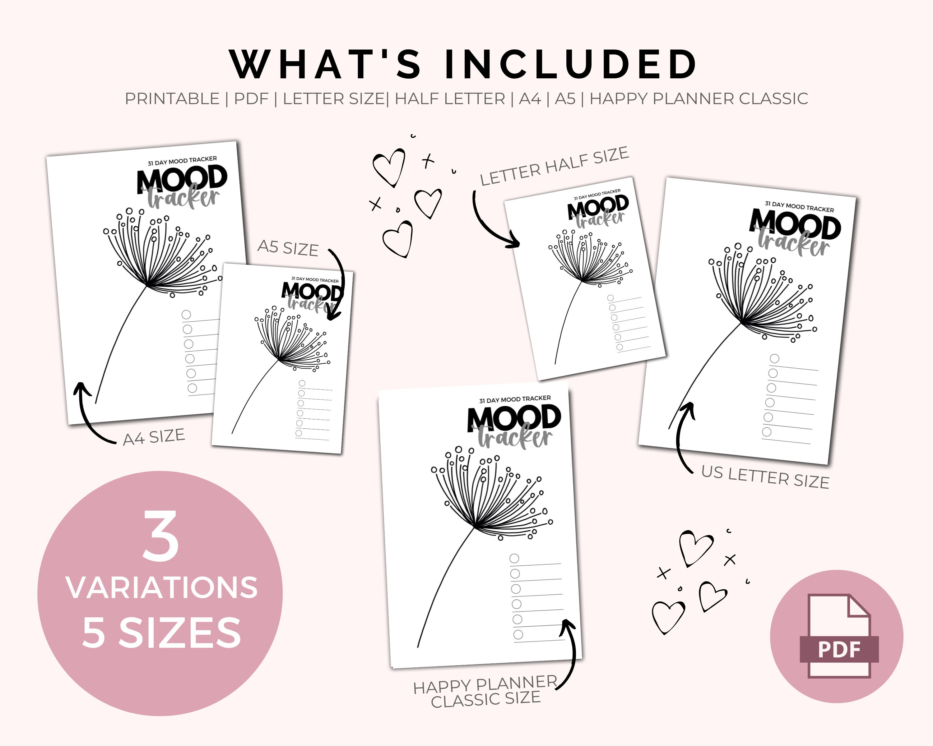 Mood Tracker Printable Yearly Monthly Mood Planner, Circular Mood Chart ...