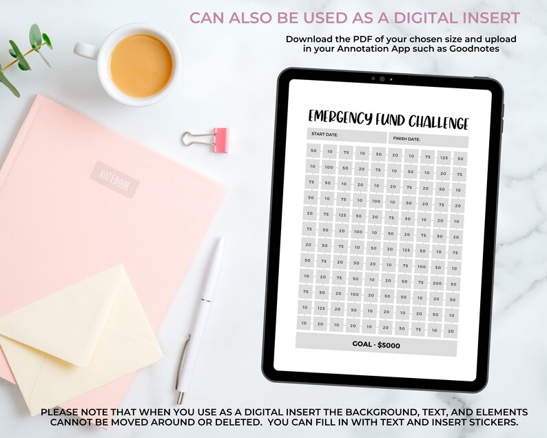 Emergency Fund Challenge Printable: Savings Tracker (instant Download ...