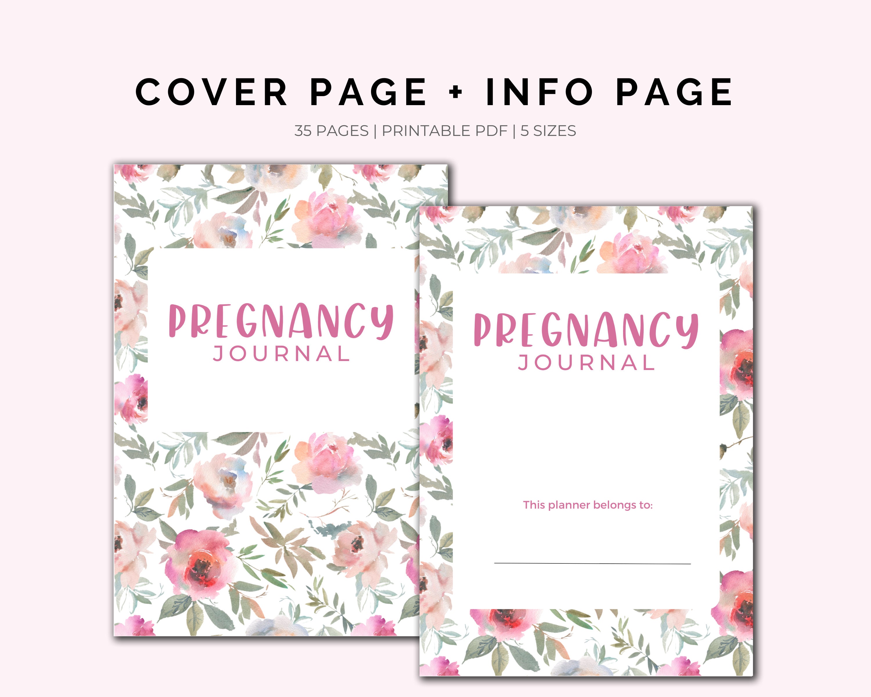 Pink Pregnancy Journal Printable, Download Pregnancy Journal, Pregnancy ...