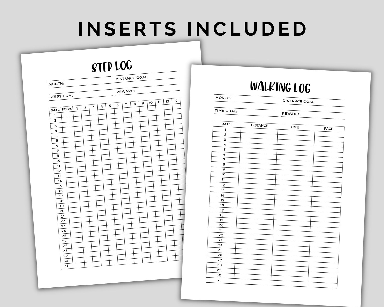 Step & Walking Tracker Printable, Download, Step Log, Planner Insert ...