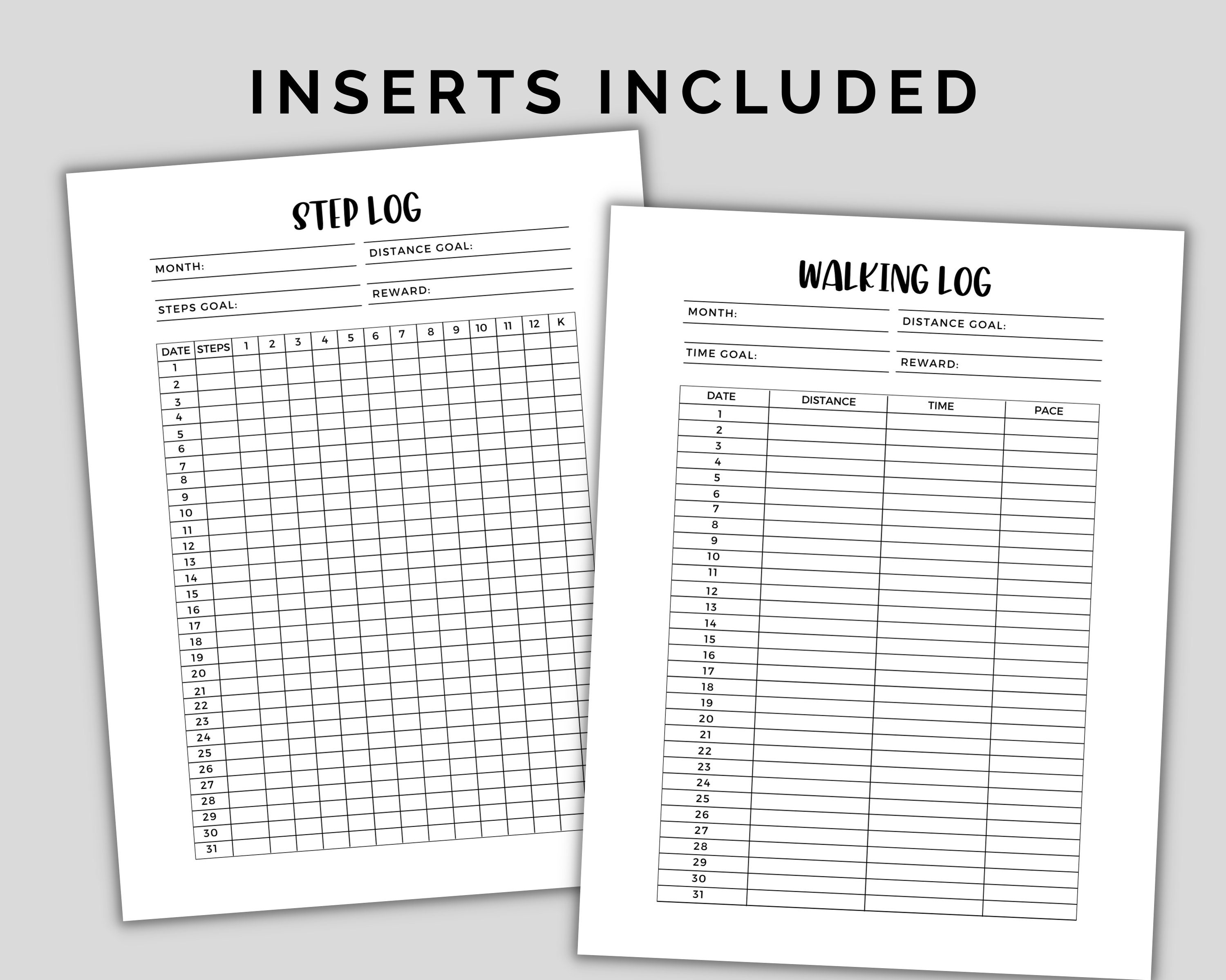 Step & Walking Tracker Printable, Download, Step Log, Planner Insert ...