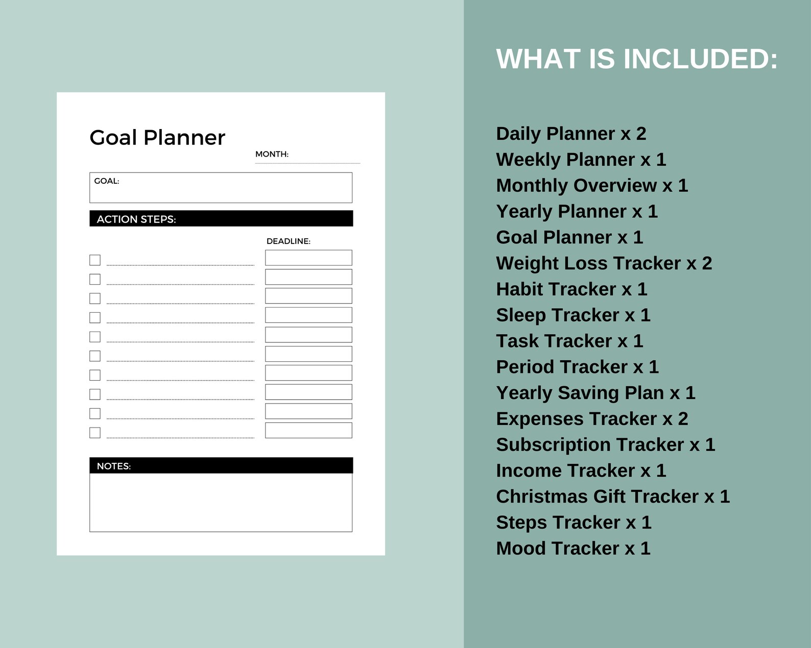 Green Planners & Trackers Bundle Printable Download Daily - Etsy