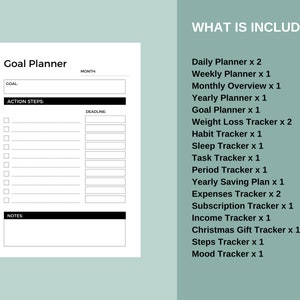 Green Planners & Trackers Bundle - Printable, Download, Daily Planner ...