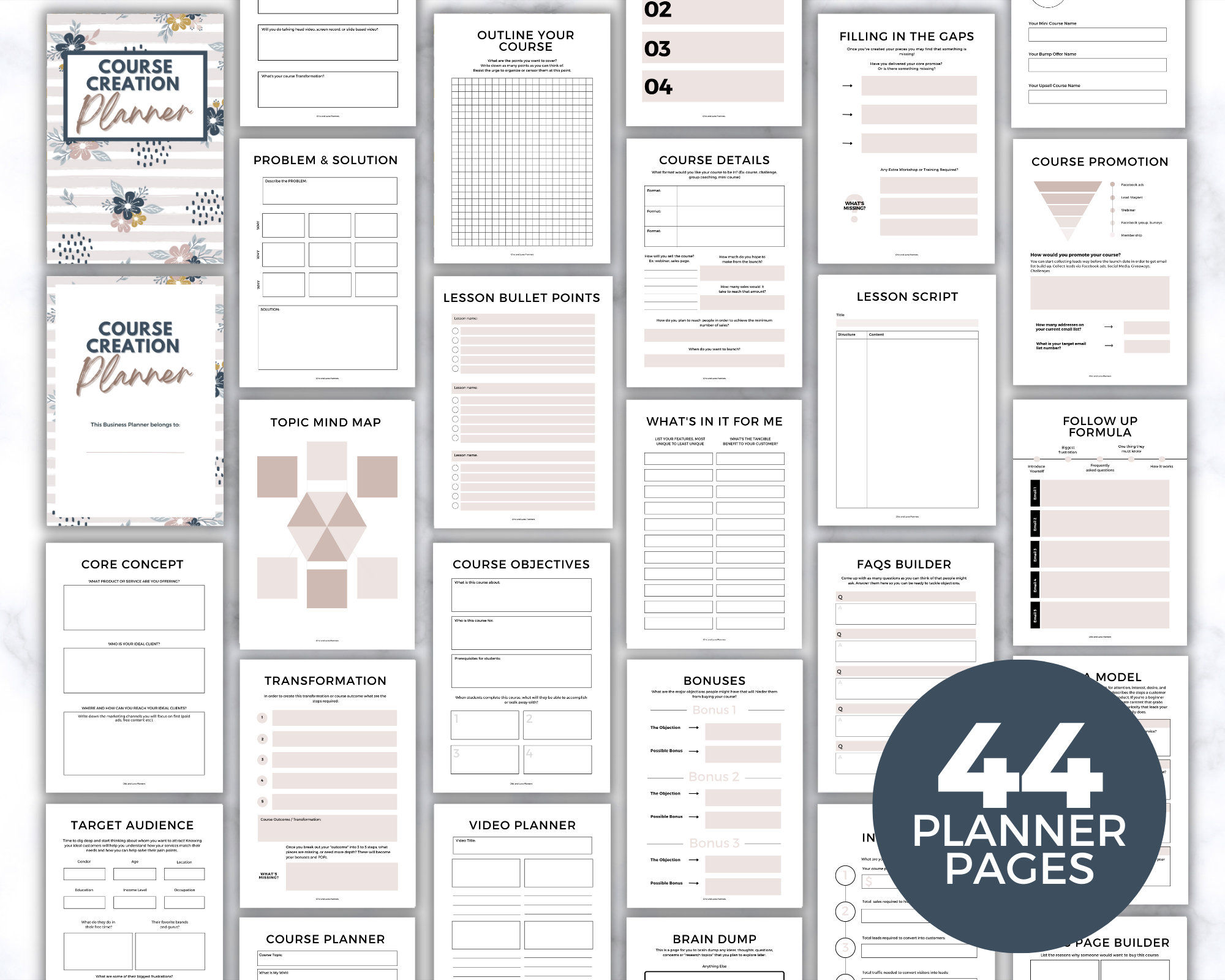 Printable Course Creation Planner Lesson Plans Course Promotion ...
