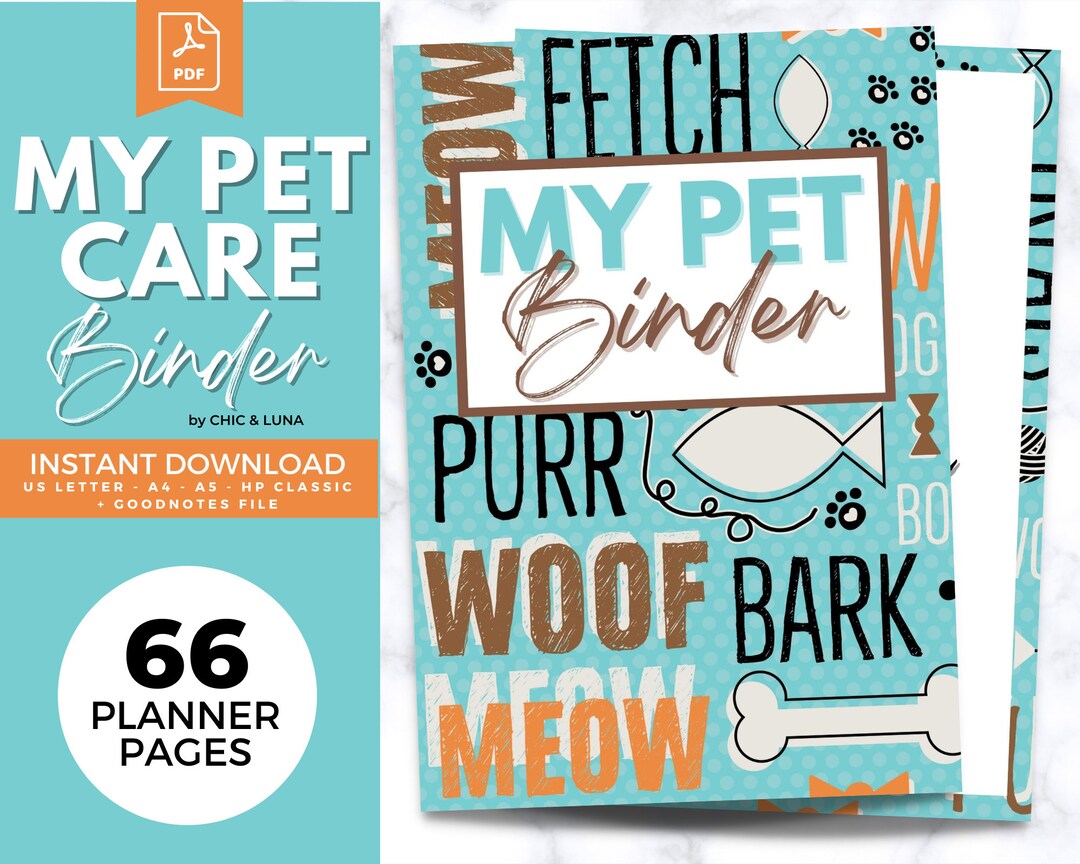 Pet Care Planner Printable | Pet Care Binder | Pet Care Planner | Pet ...
