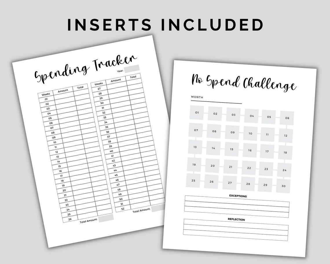 Spending Tracker Printable Instant Download, No Spend Challenge ...