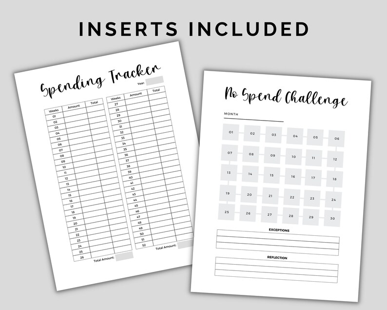 Spending Tracker Printable: No Spend Challenge Insert (PDF Download) - Etsy