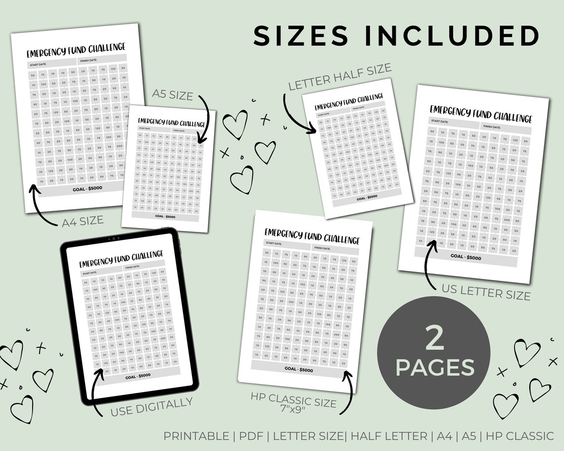 Emergency Fund Challenge Printable Instant Download - Etsy