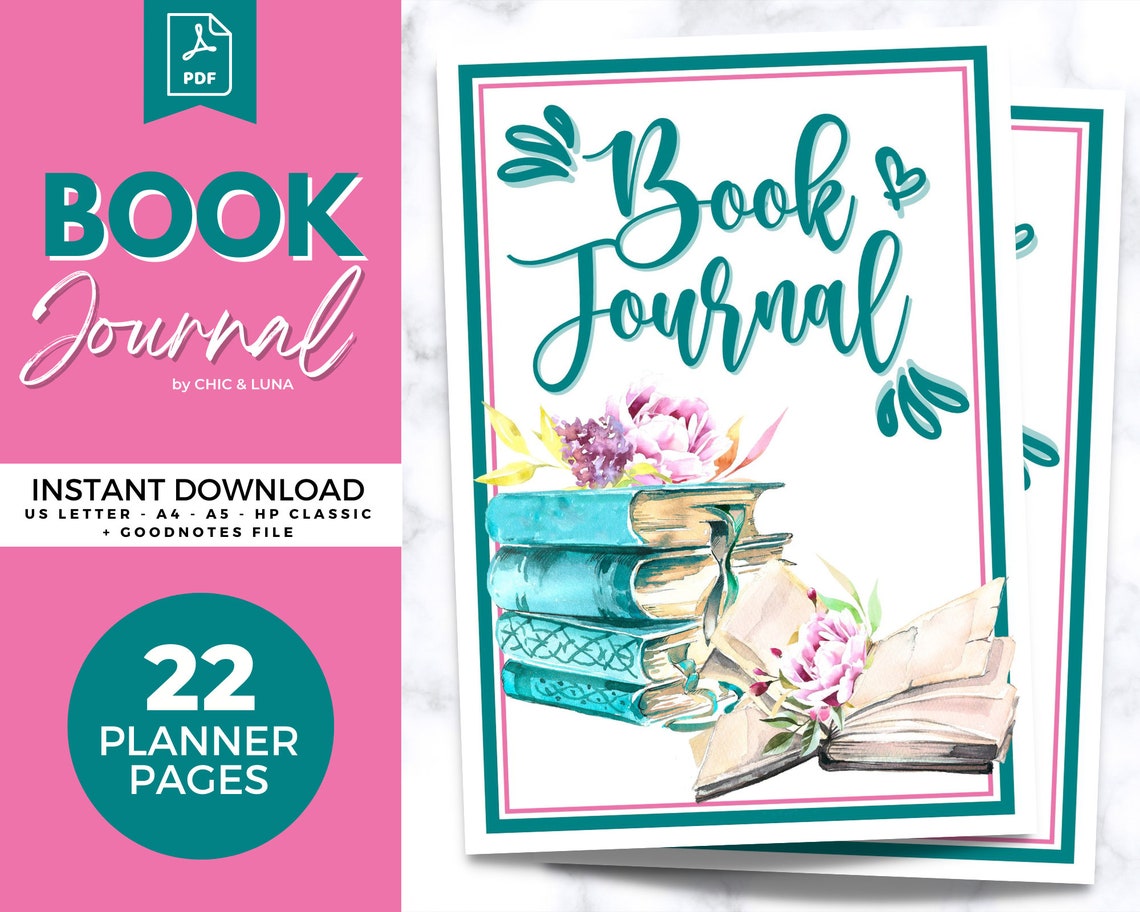 Book Journal Planner Printable Instant Download Reading - Etsy