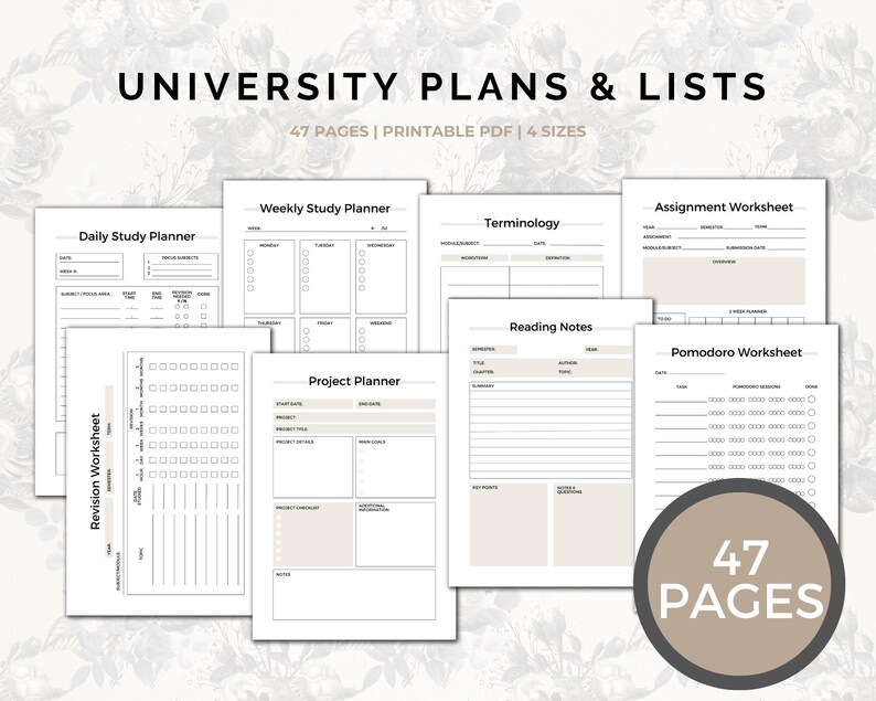 Student Planner Printable, University Planner Printable, University ...