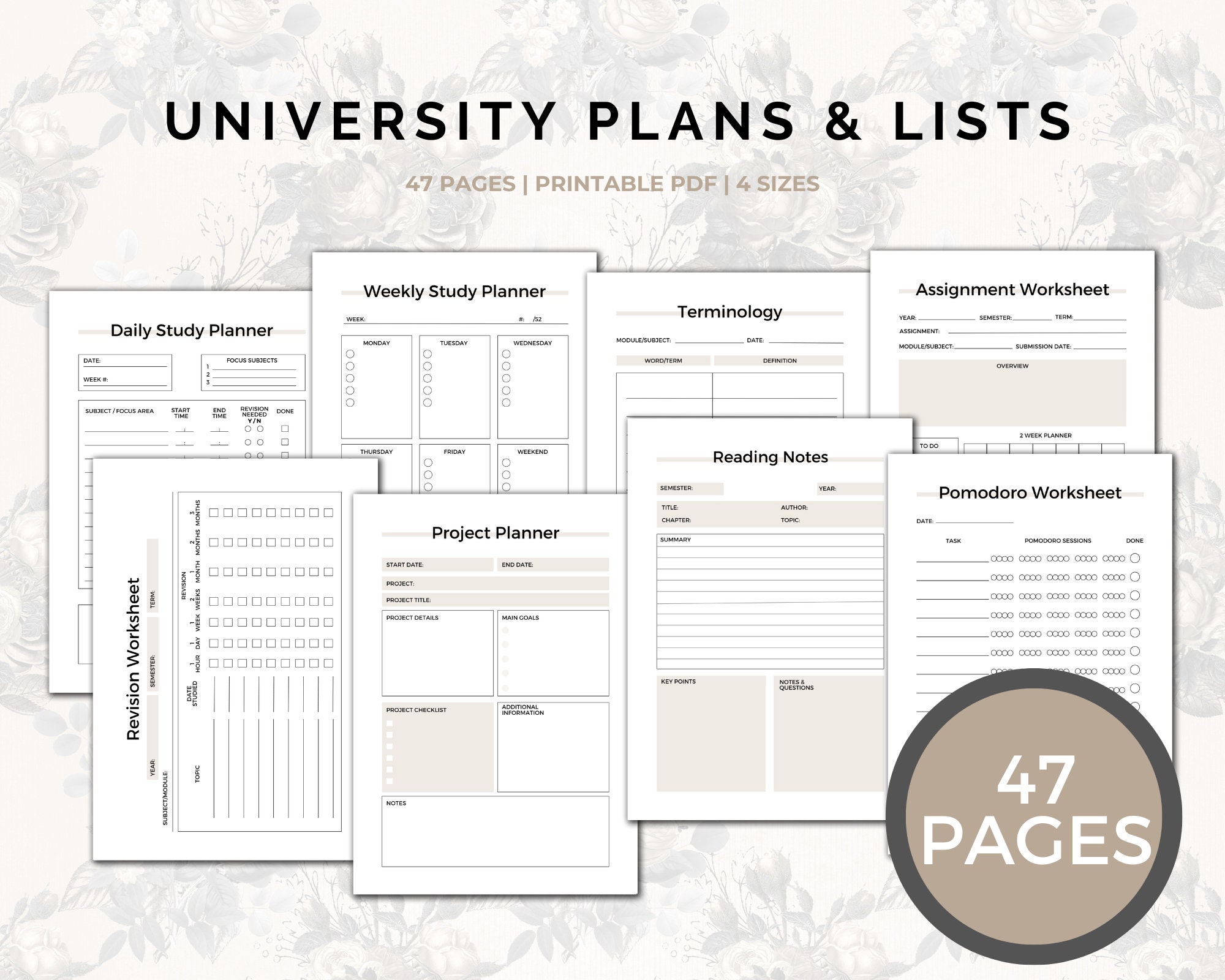 Student Planner Printable University Planner Printable - Etsy