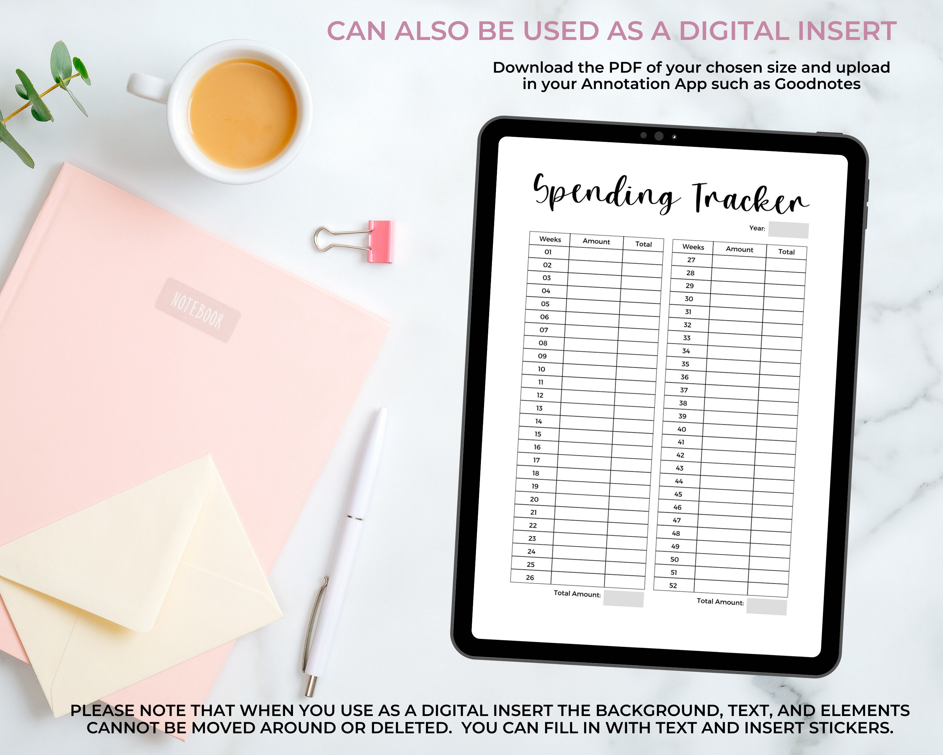 Spending Tracker Printable Instant Download, No Spend Challenge ...