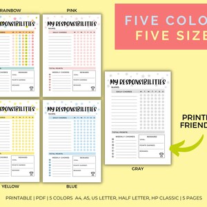 Kids Responsibility Tracker Printable - Instant Download, Daily Chore ...