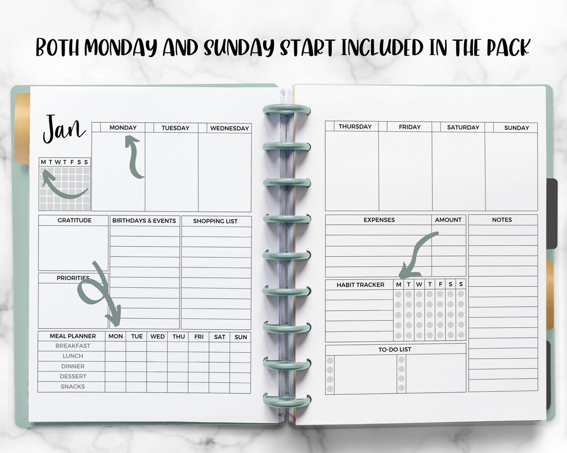 Week at a Glance Printable Instant Download Weekly Planner - Etsy