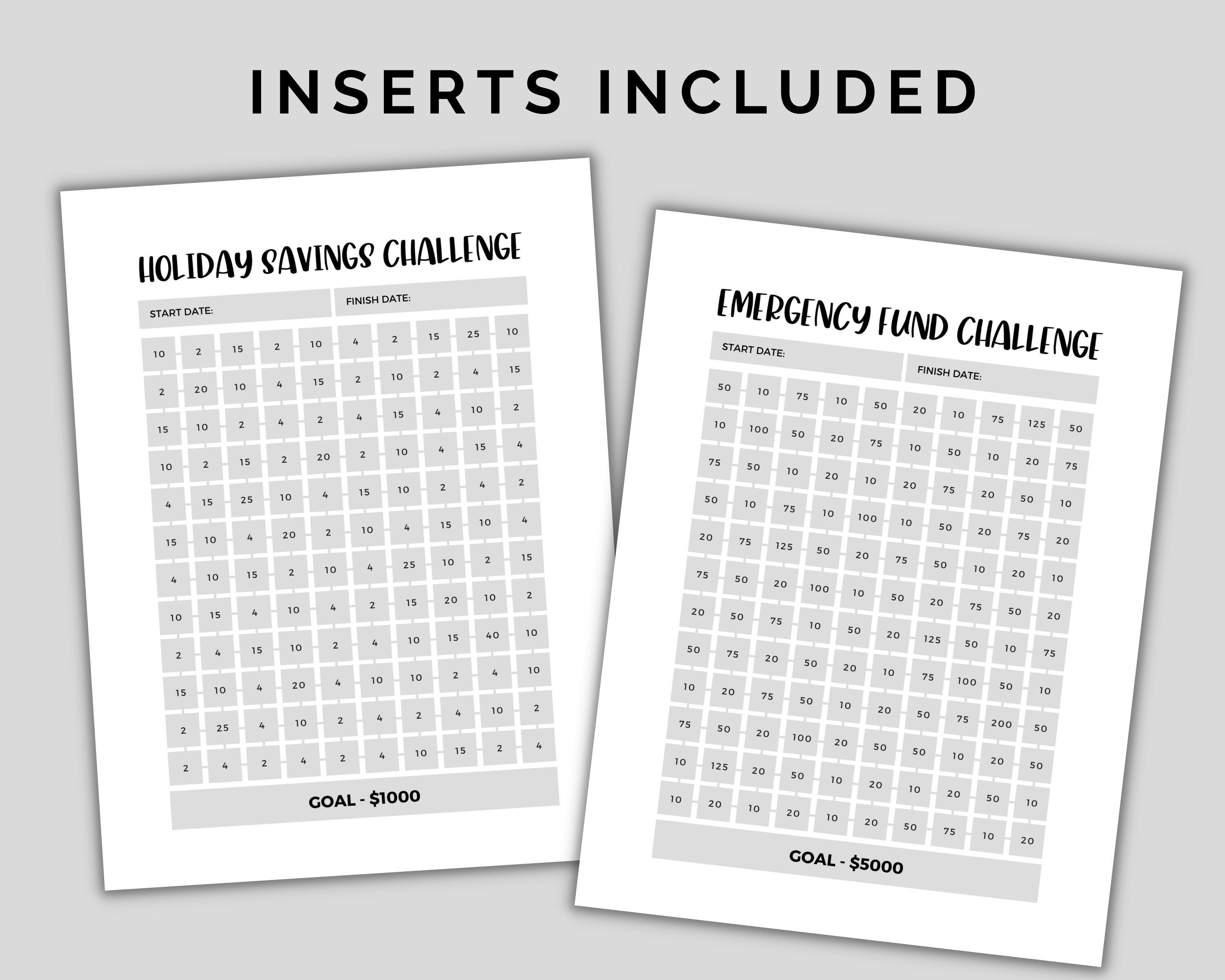 Emergency Fund Challenge Printable: Savings Tracker (instant Download ...