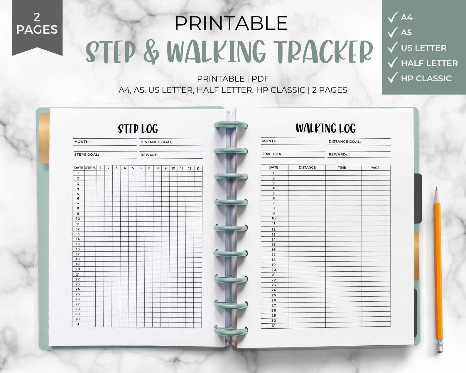 Step & Walking Tracker Printable Download Step Log - Etsy
