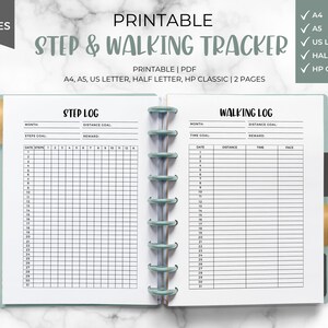 Step & Walking Tracker - Printable, Download, Step Log, Planner Insert ...